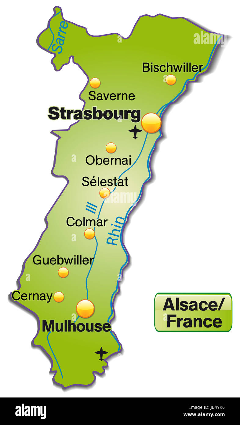 Elsass in Frankreich als Inselkarte (das dagestellte Gebiet ist ...