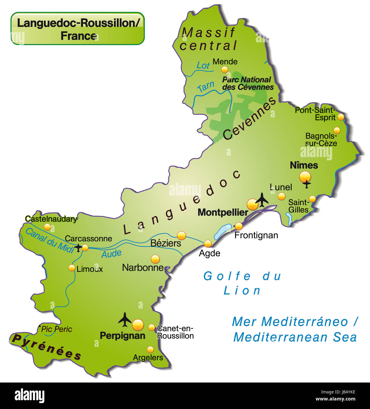 Map of languedoc roussillon Cut Out Stock Images & Pictures - Alamy
