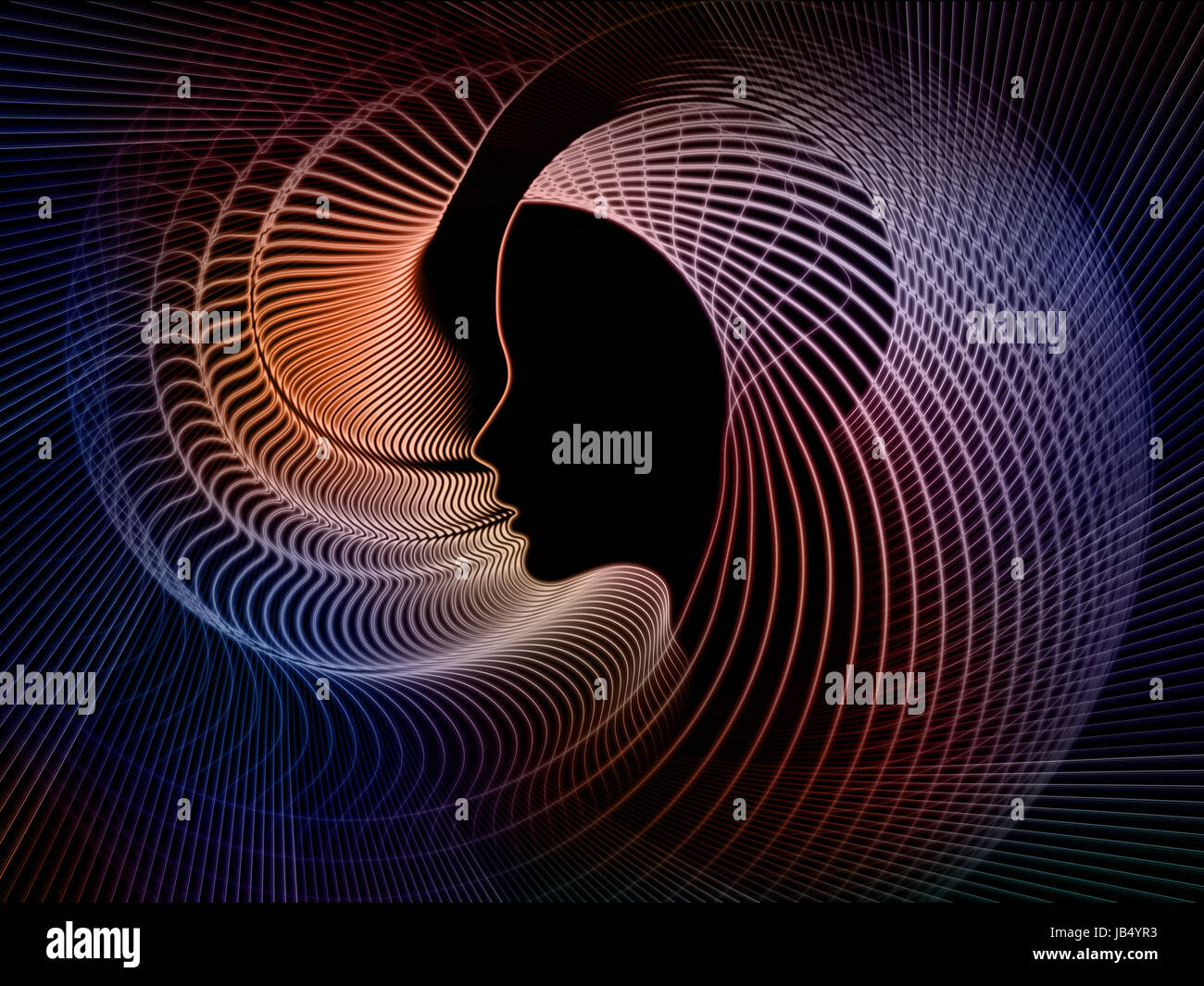 Geometry of Soul series. Arrangement of profile lines of human head on ...