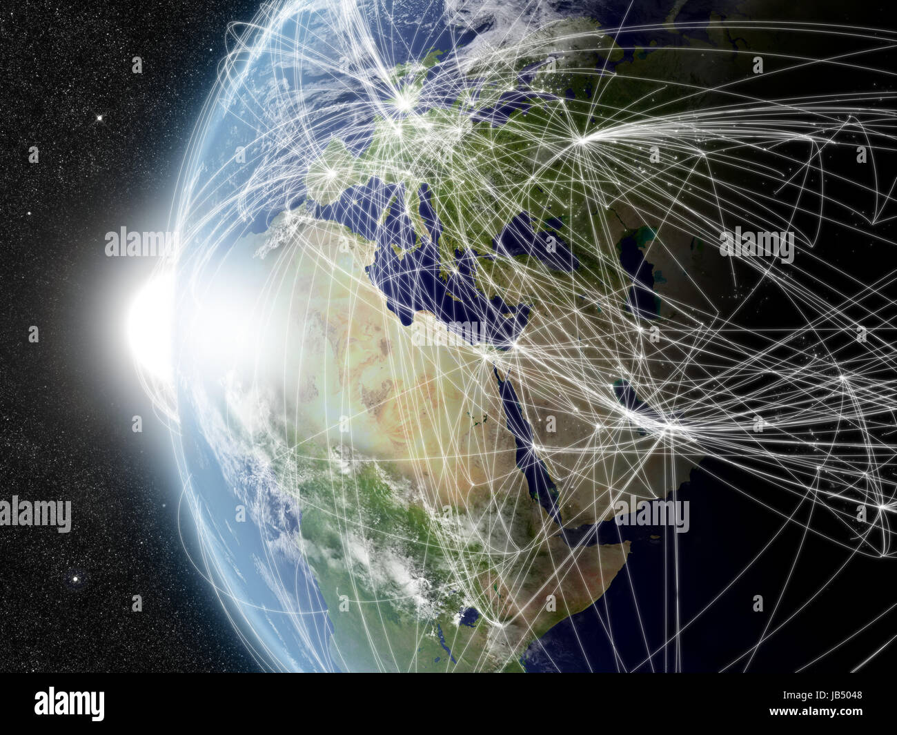 Europe map air routes hi-res stock photography and images - Alamy