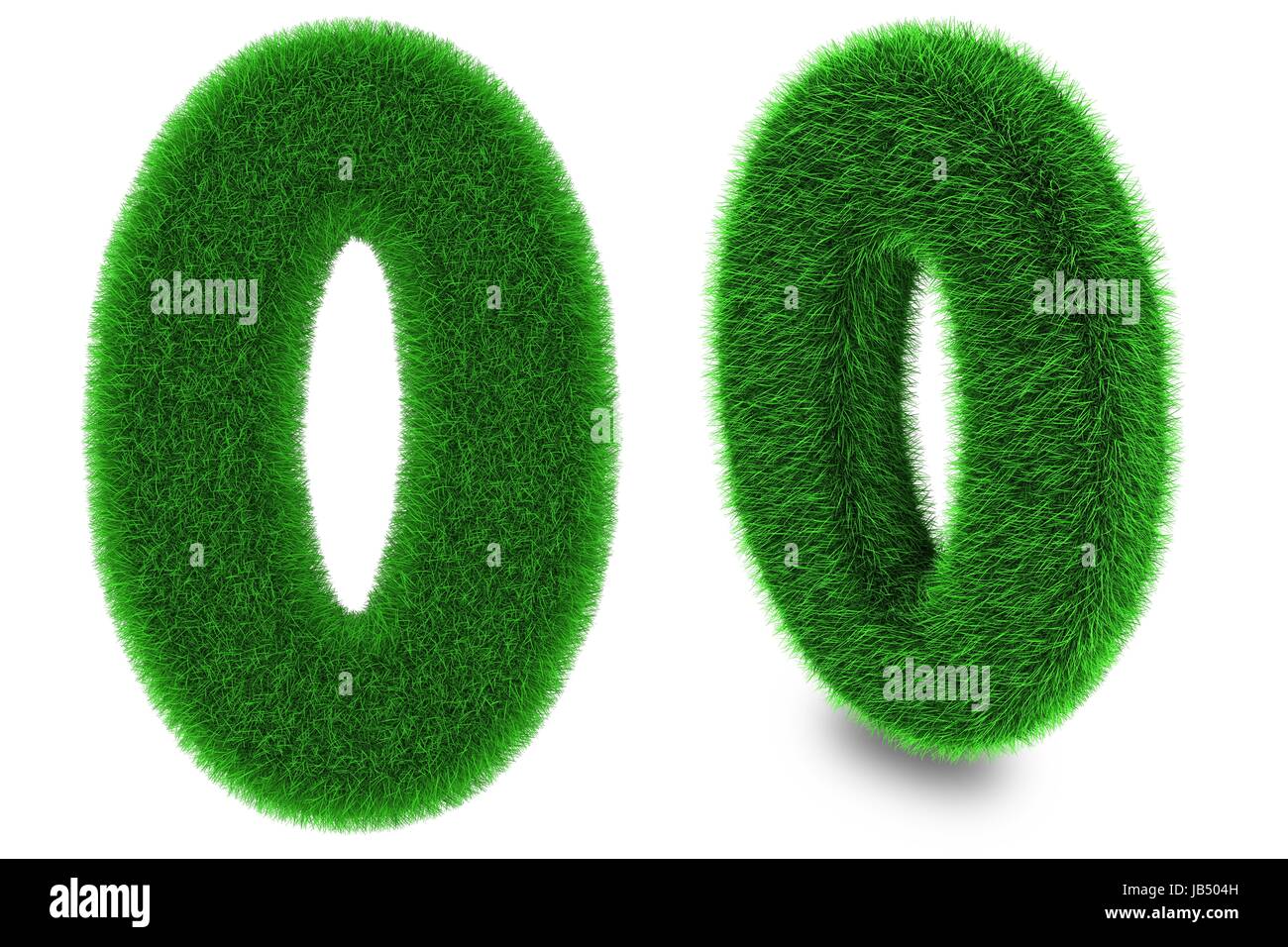 0, number zero covered by green grass isolated on white background ...