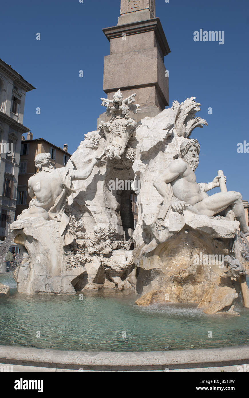 Bernini's fountain at piazza Navona in Rome. it is called The Fountain ...