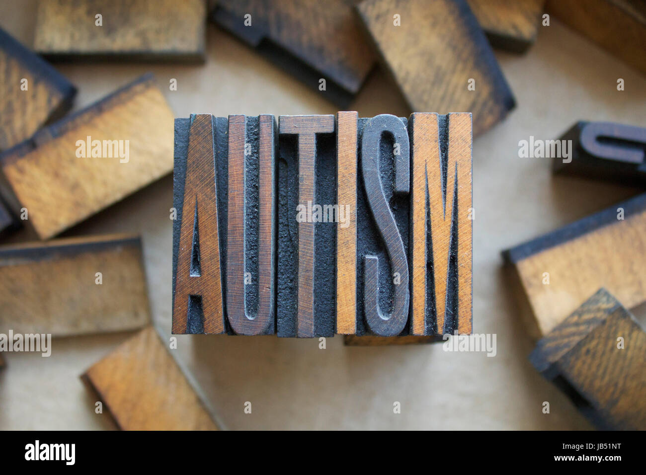 The word AUTISM written in vintage wood letterpress type Stock Photo ...