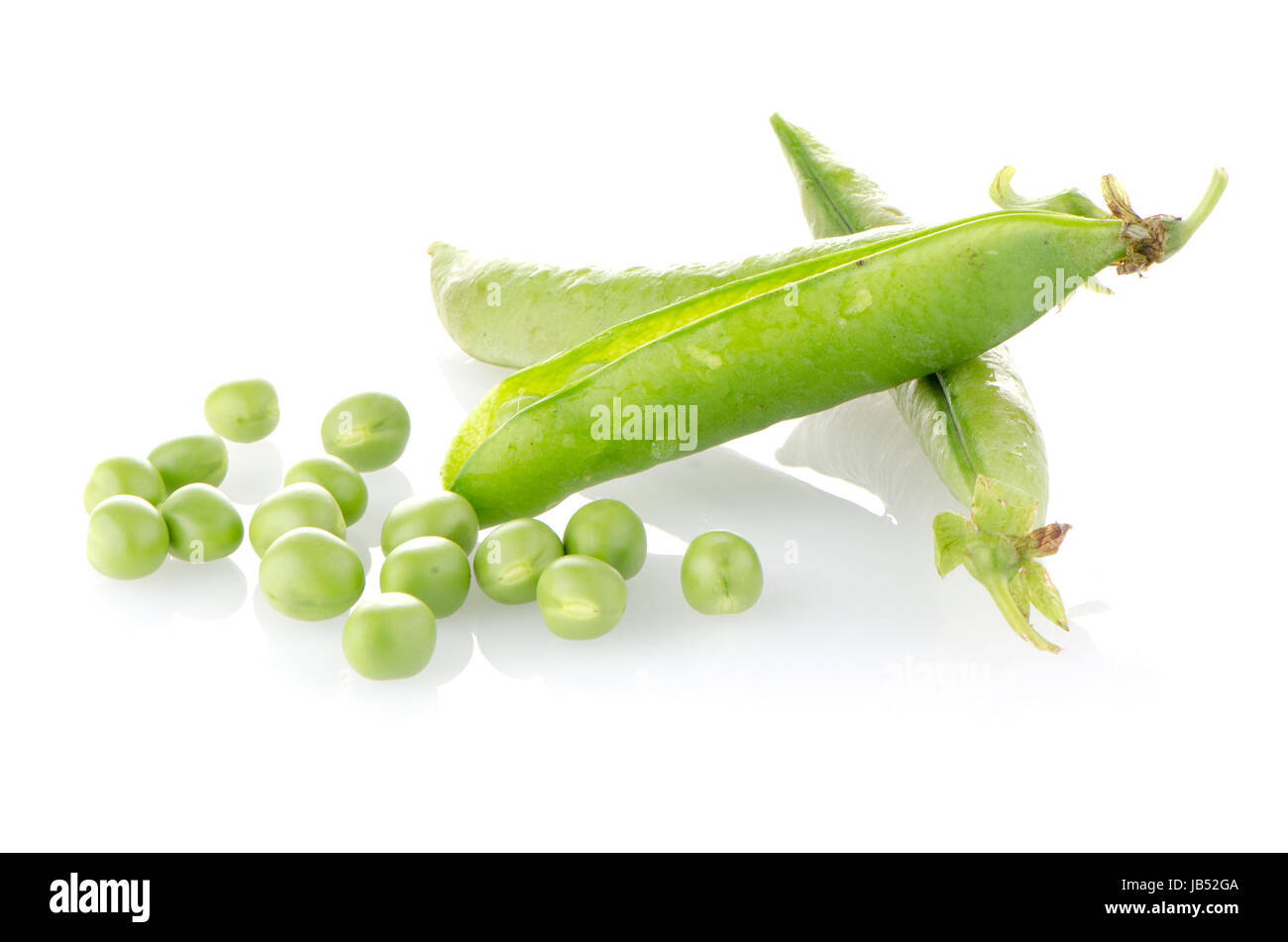 Fresh green pea pod on white background Stock Photo - Alamy