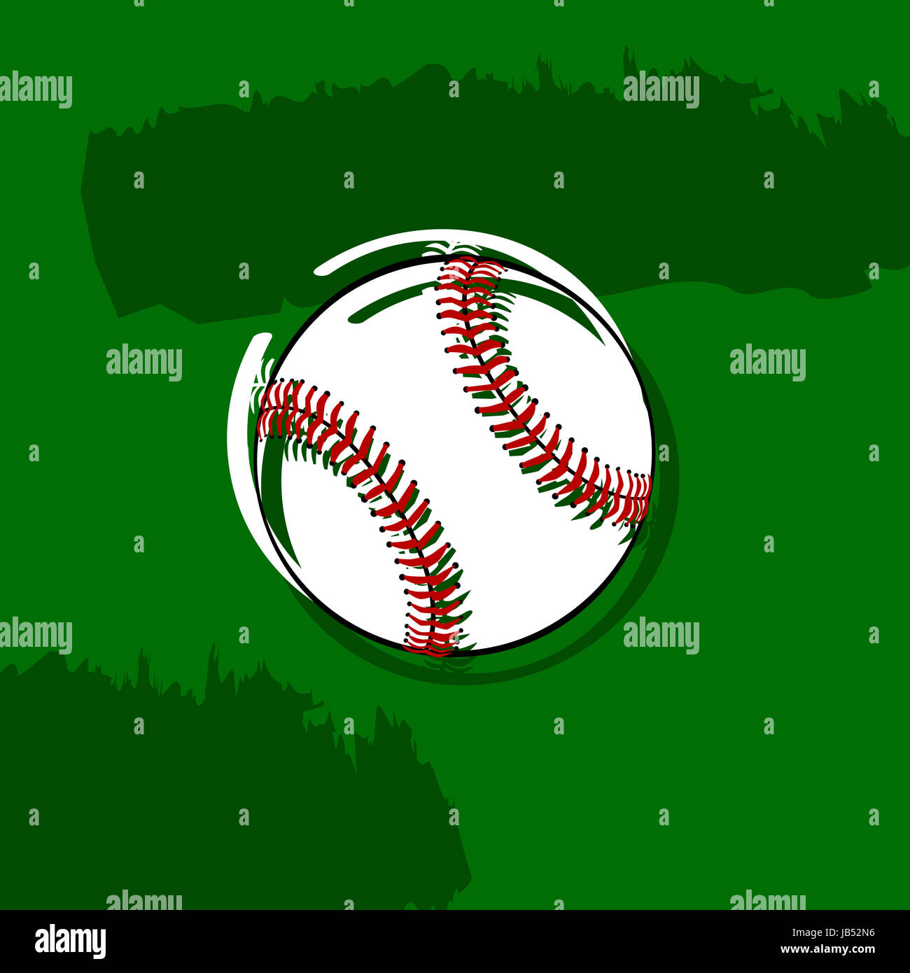 Concept illustration showing a stylized baseball over a green ...