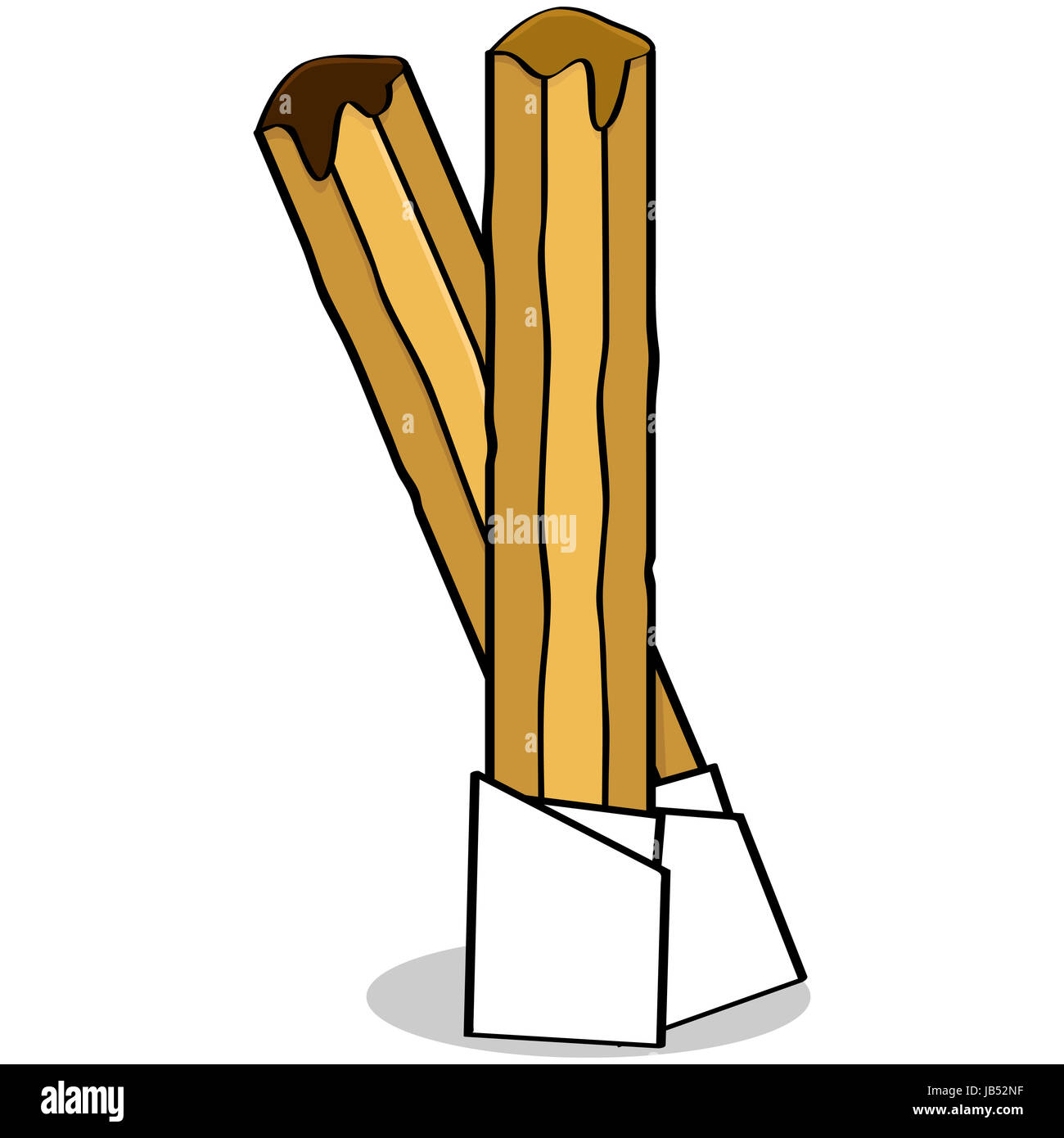 Cartoon illustration of the traditional Spanish pastry called churros ...