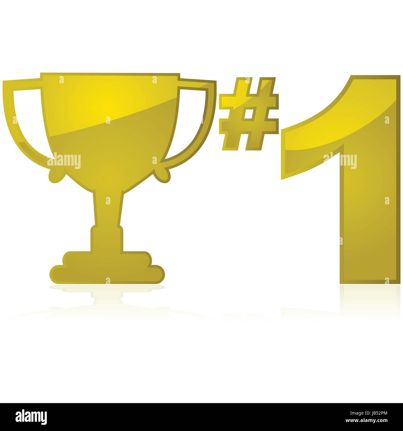 Glossy illustration showing a golden trophy beside a number one Stock ...