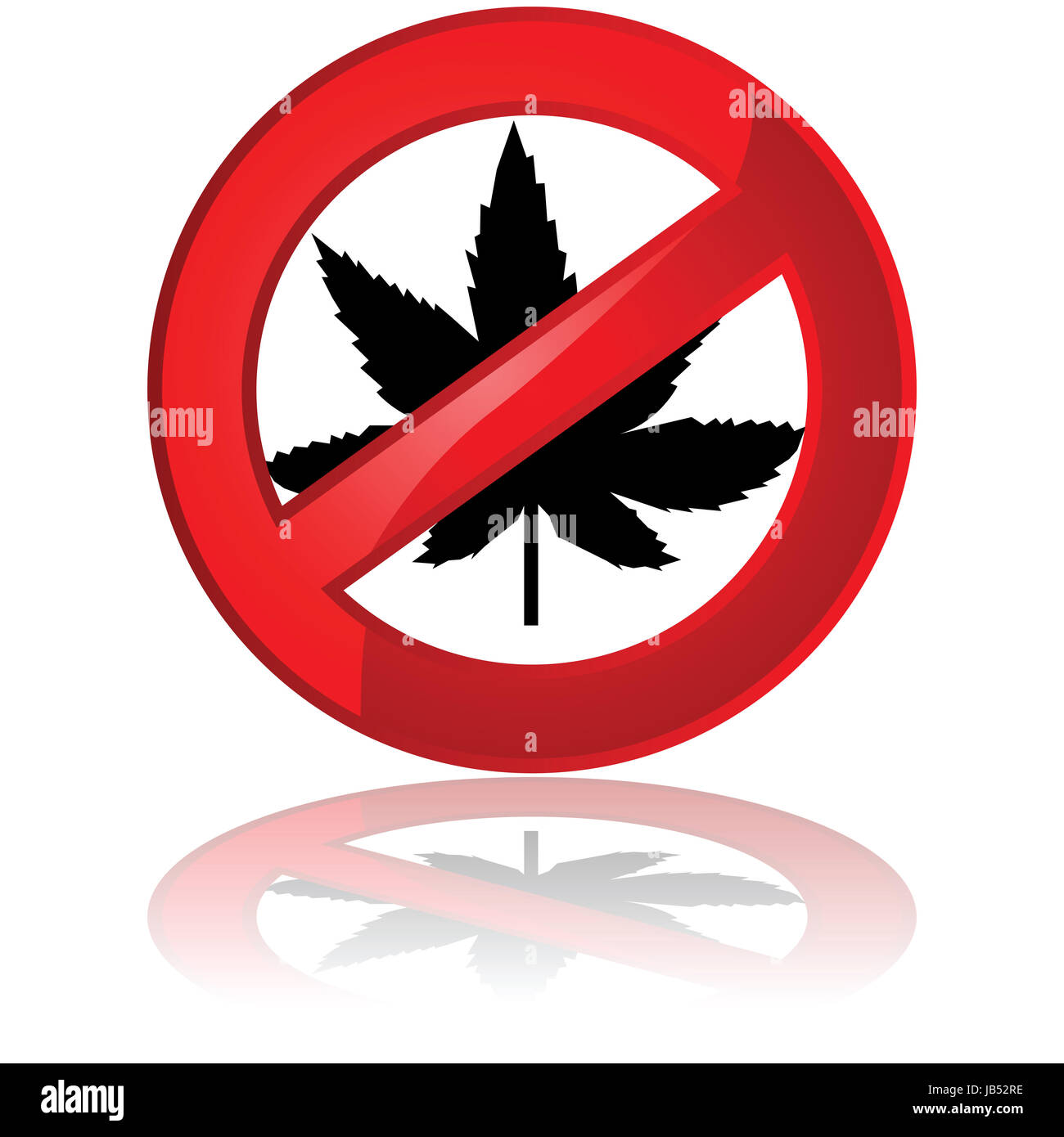 Traffic sign showing a leaf of the cannabis plant inside a prohibited ...