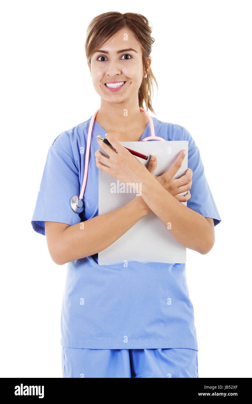 Stock image of female healthcare worker isolated on white background ...