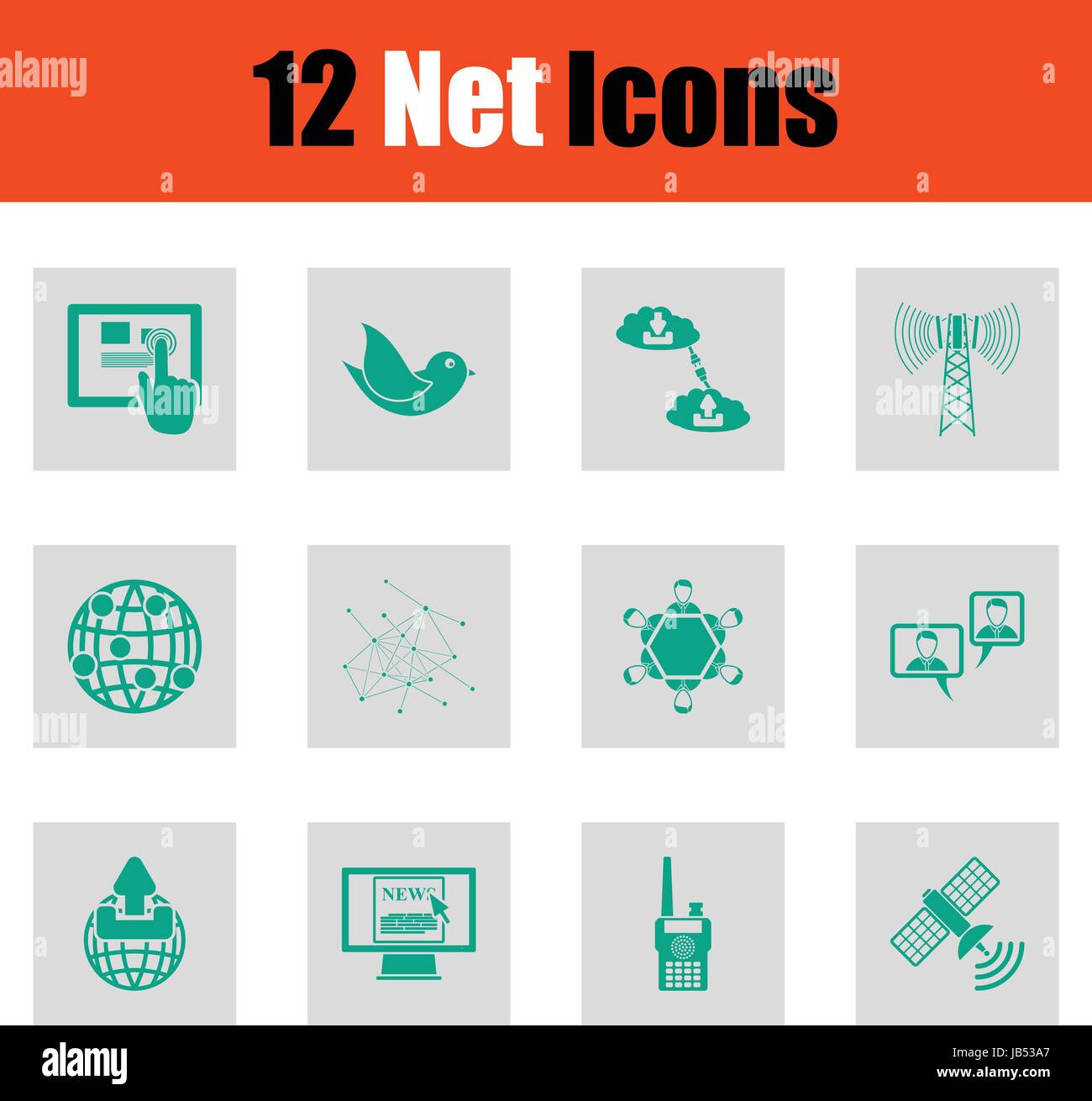 Set of Communication icons. Green on gray design. Vector illustration ...