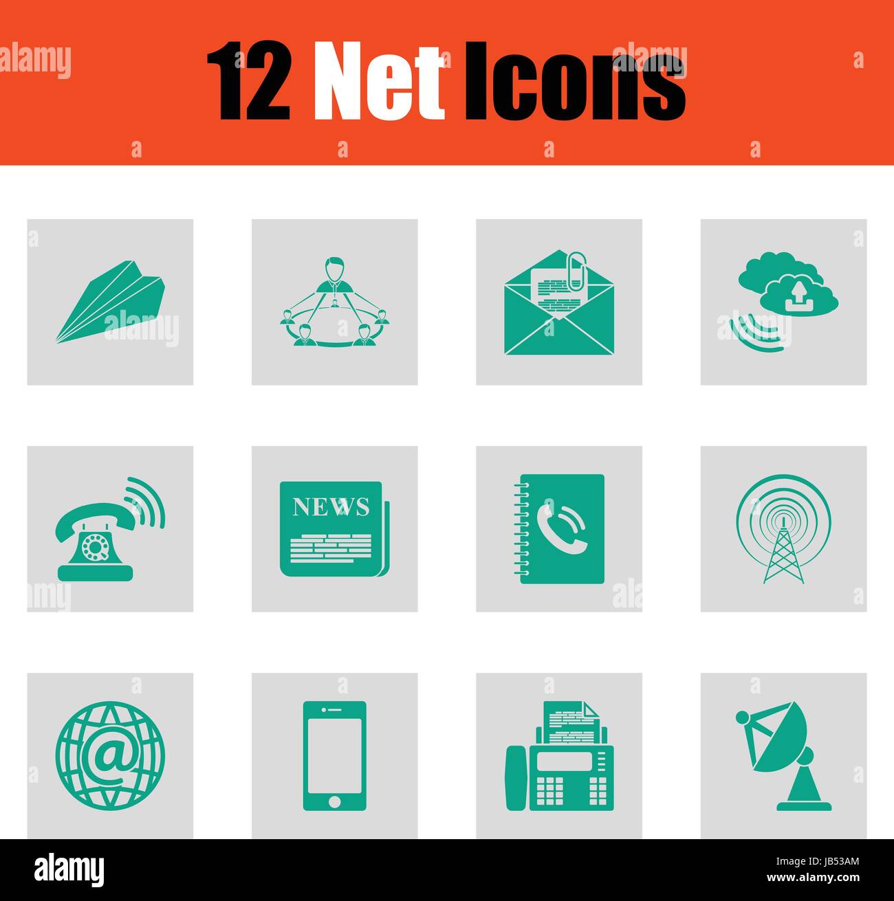 Set of Communication icons. Green on gray design. Vector illustration ...