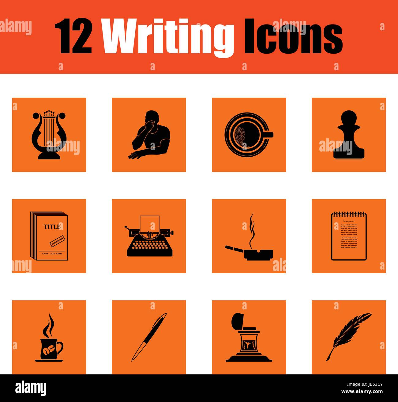 Set of writing icons. Orange design. Vector illustration Stock Vector ...