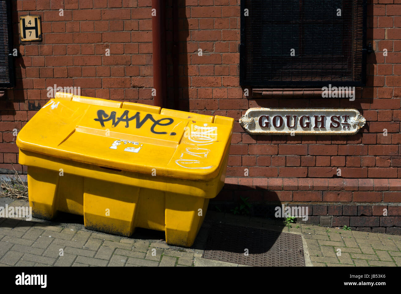 Road salt bin, Gough Street, Birmingham, UK Stock Photo - Alamy