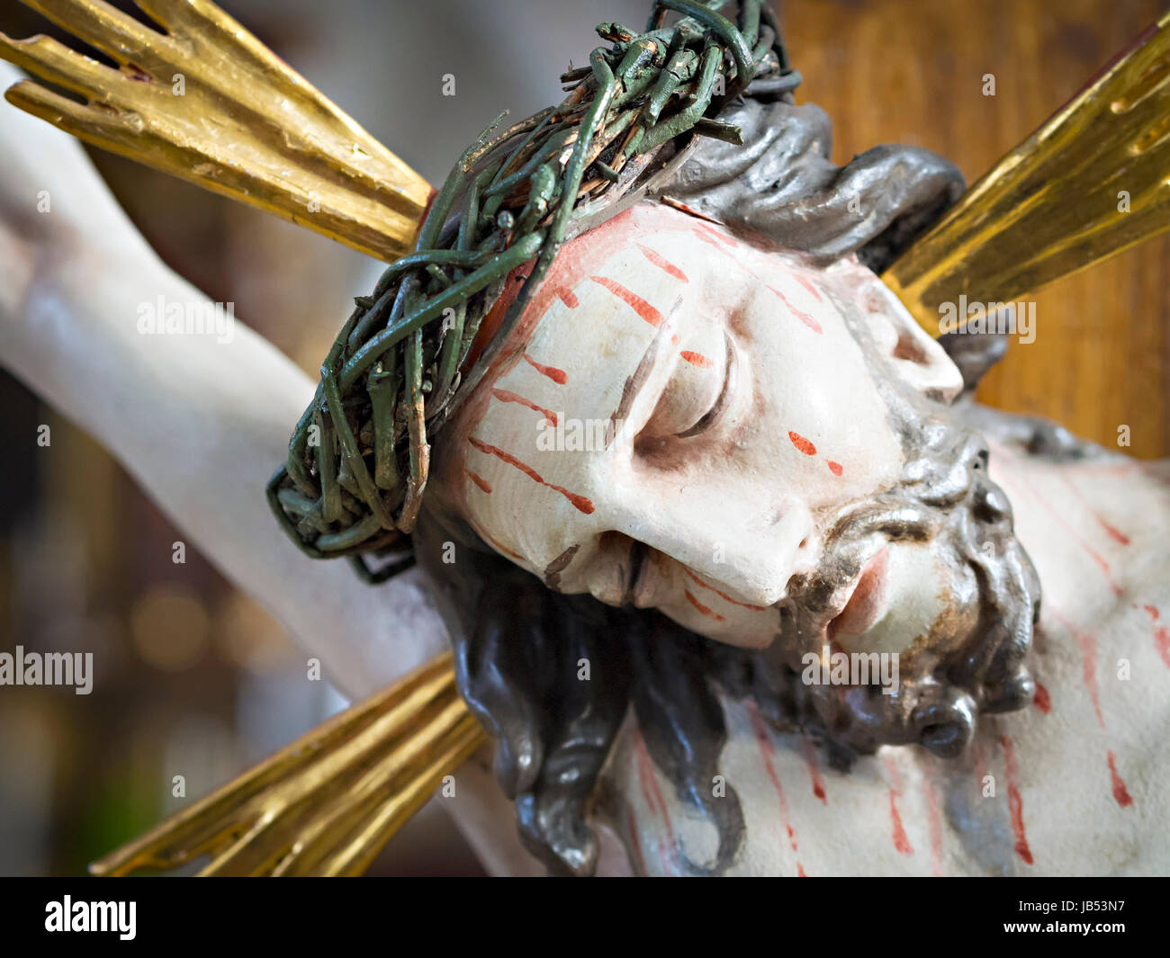 Figure of Jesus Christus with bloody face Stock Photo - Alamy