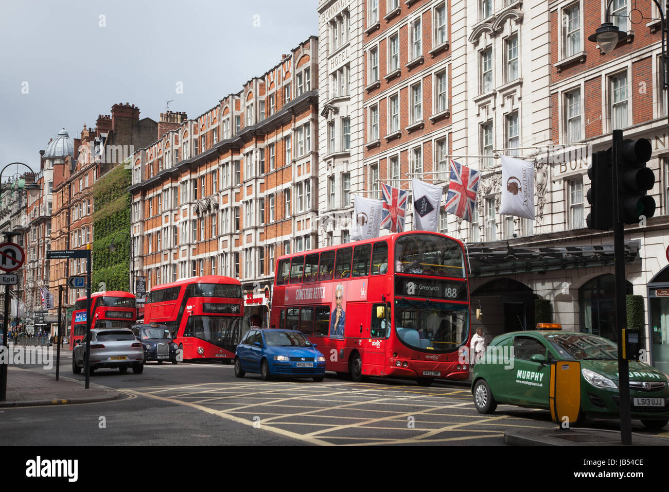 LONDON/UK - MAY 20 : Red double deckers and typical cabs in Russell ...