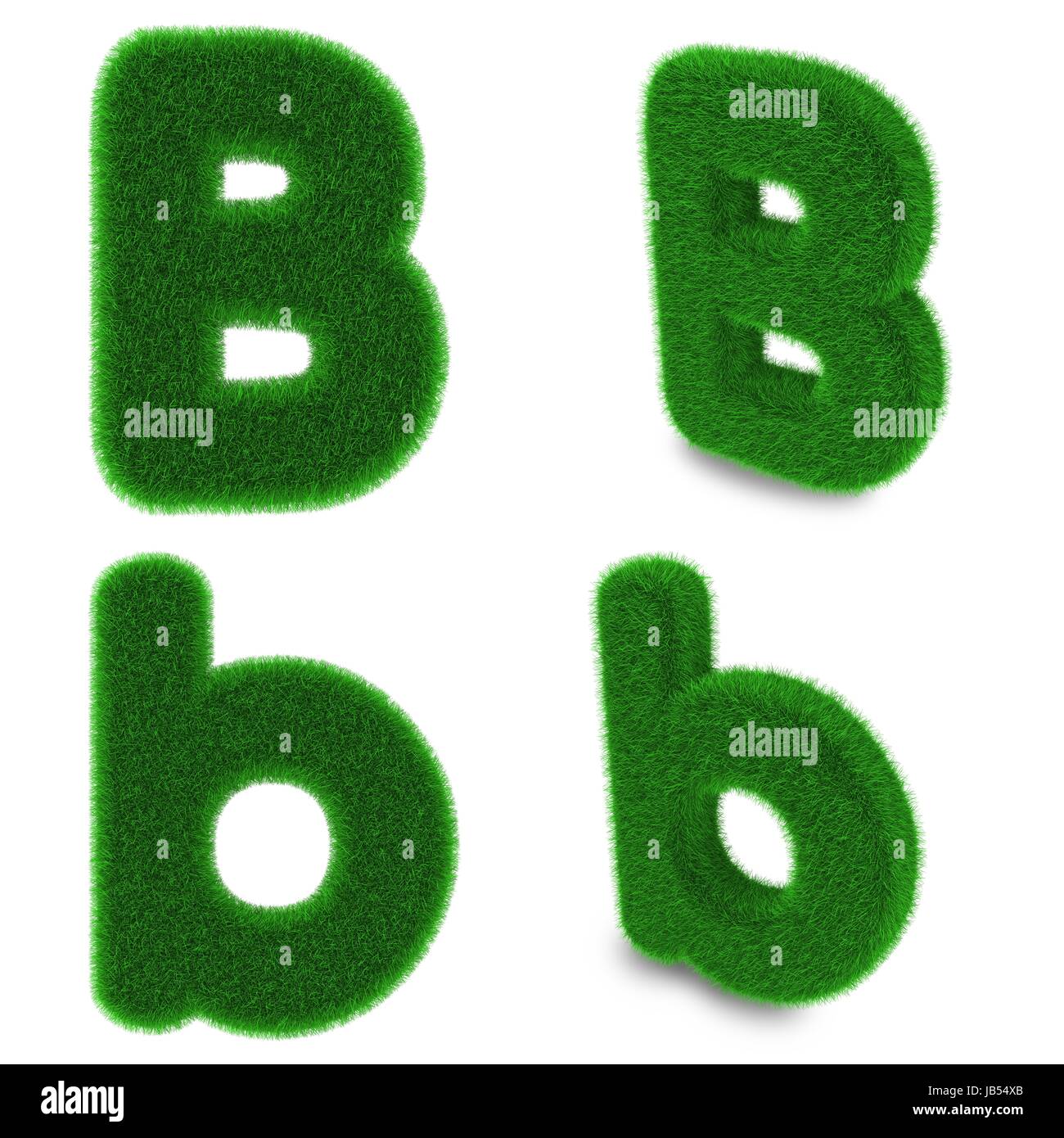 Letter B covered by green grass isolated on white background Stock ...