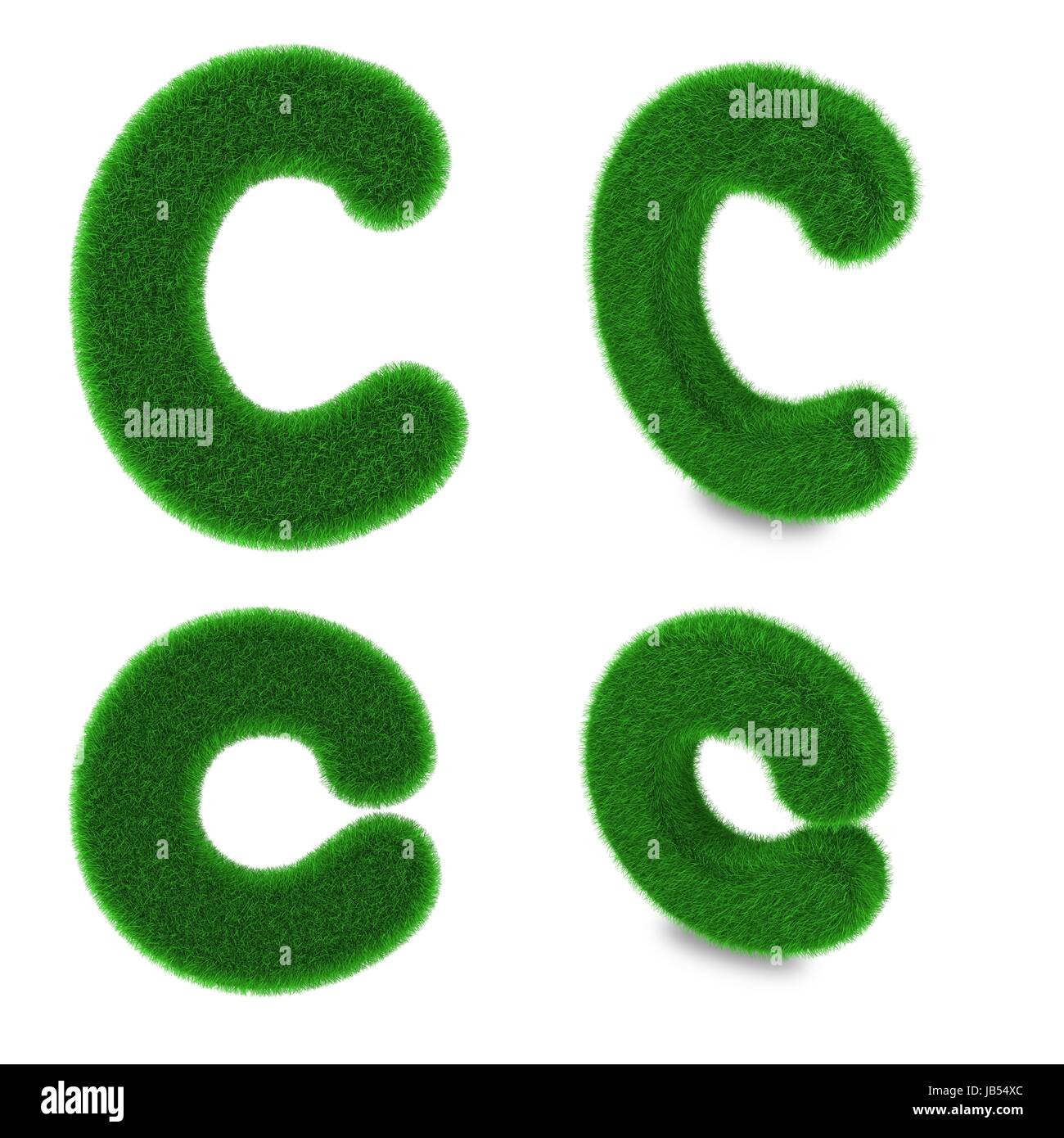Letter C covered by green grass isolated on white background Stock ...