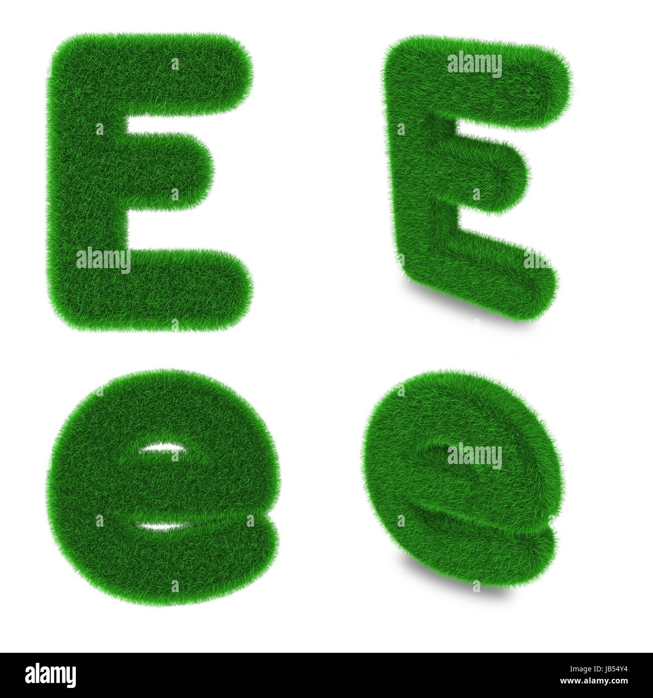 Letter E covered by green grass isolated on white background Stock ...