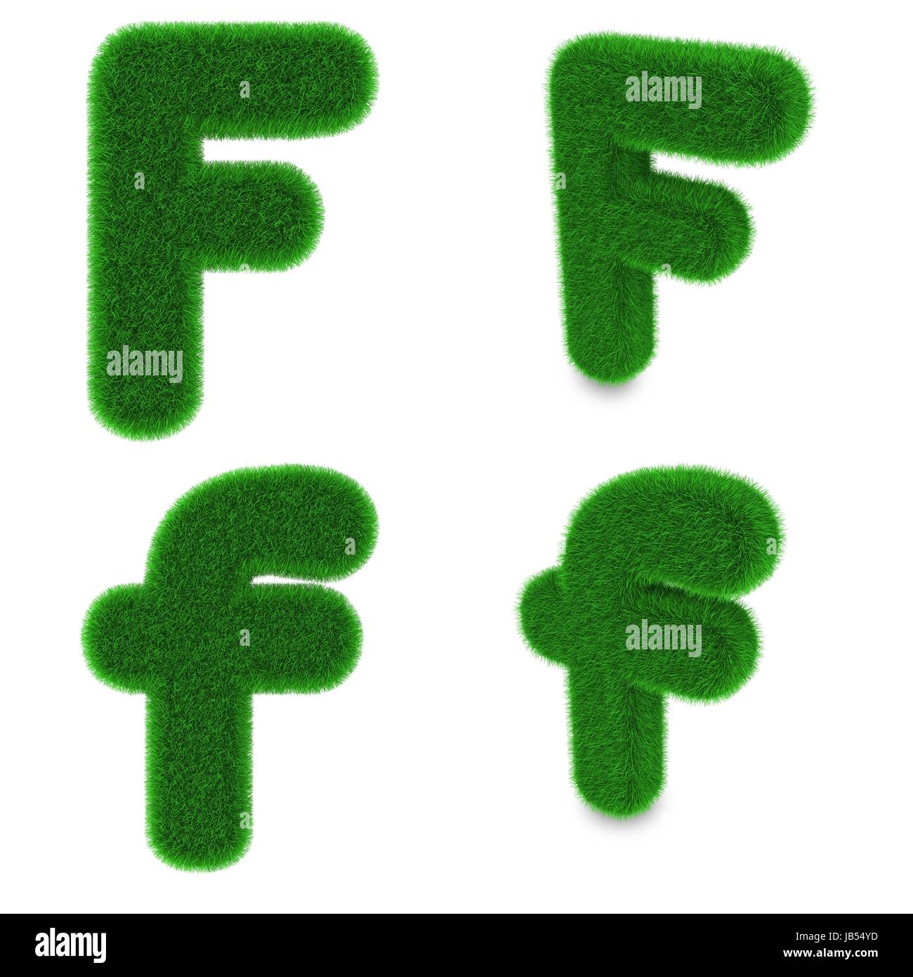 Letter F covered by green grass isolated on white background Stock ...