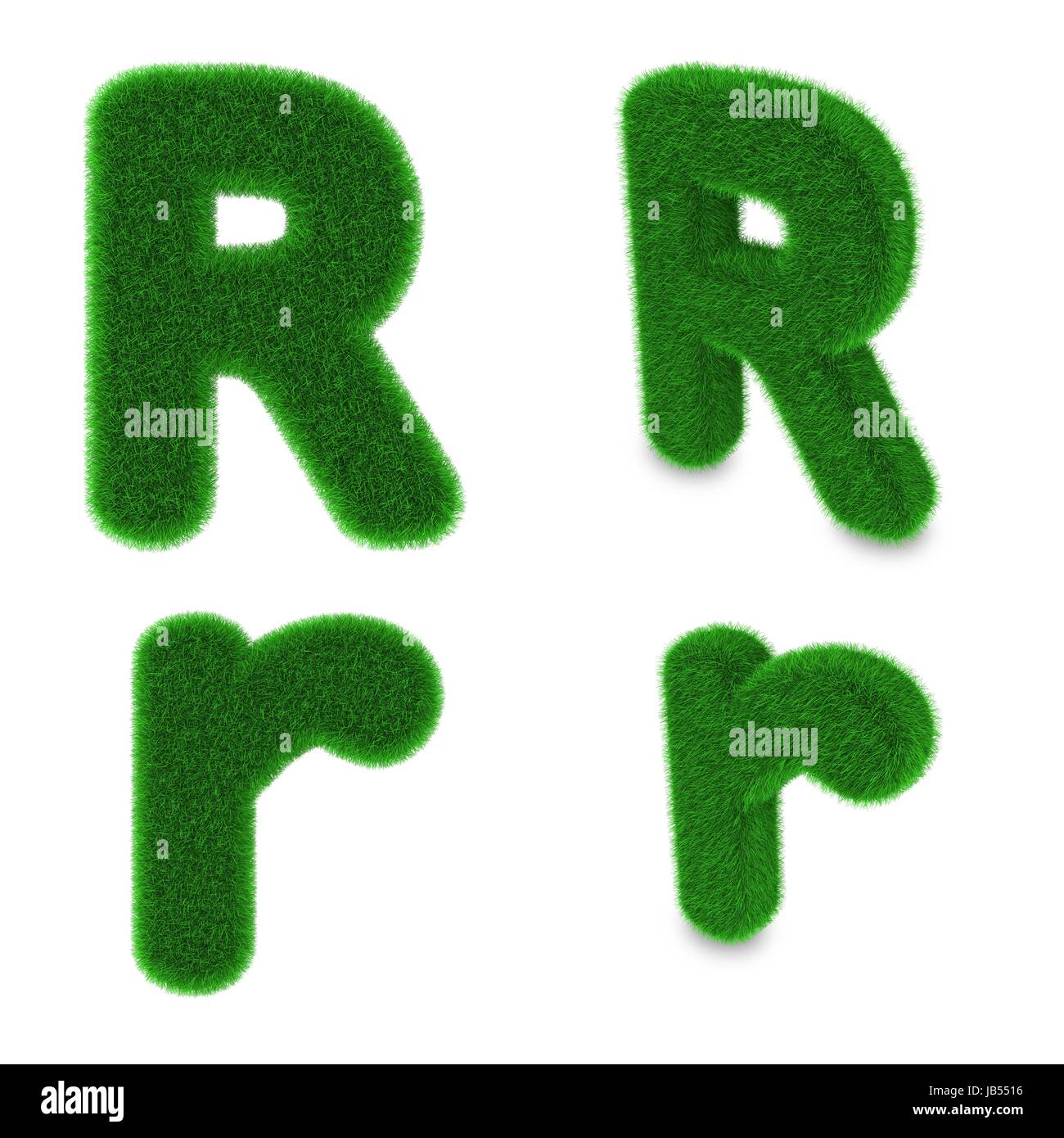 Letter R covered by green grass isolated on white background Stock ...