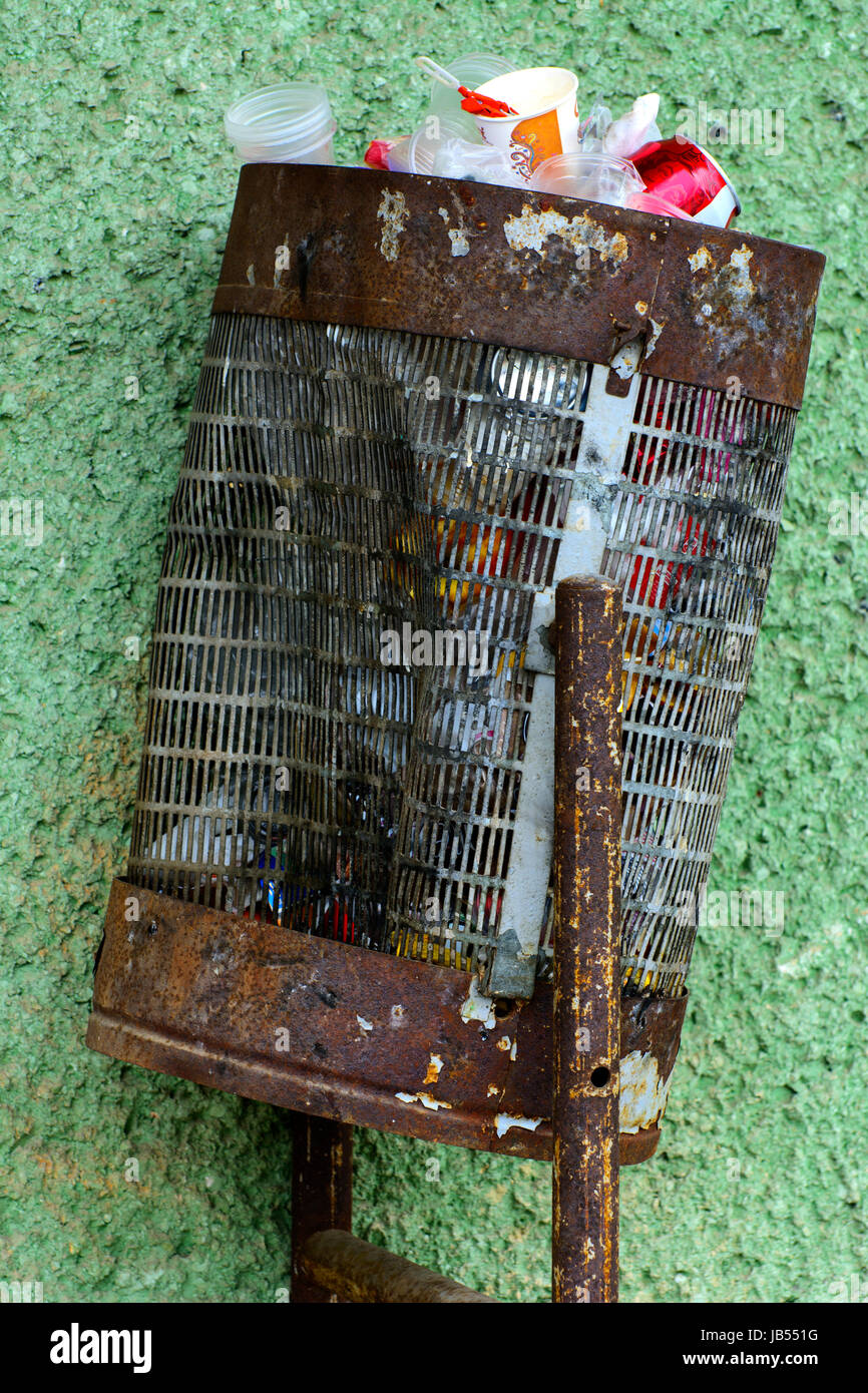 Old garbage box standing near the wall of a residential building Stock ...