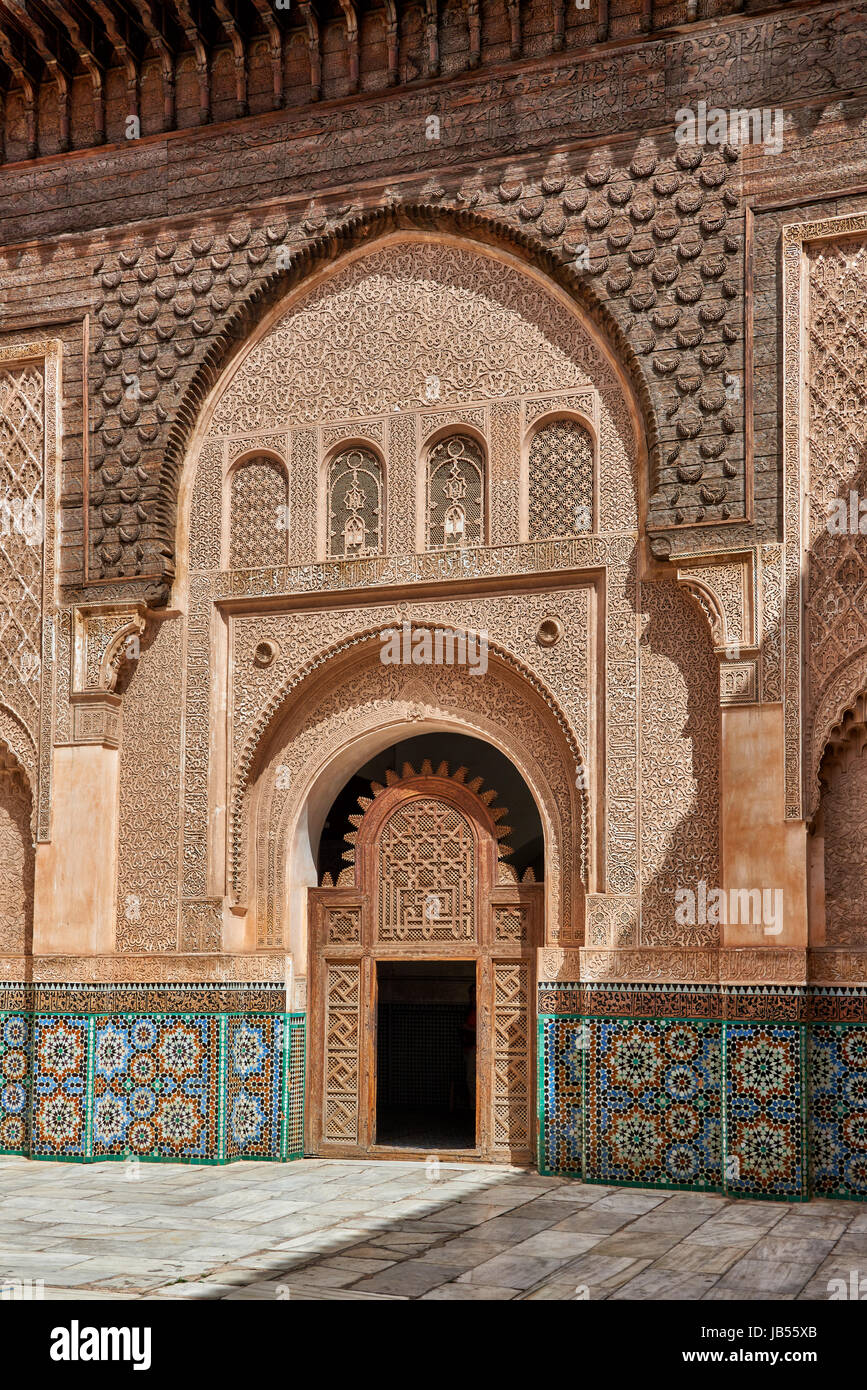 moorish architecture of islamic school Medersa Ben Youssef, Marrakesh ...