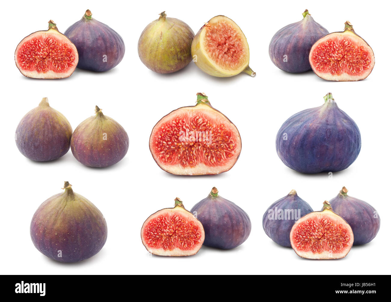 Collection of fresh fig fruits isolated on white background Stock Photo ...