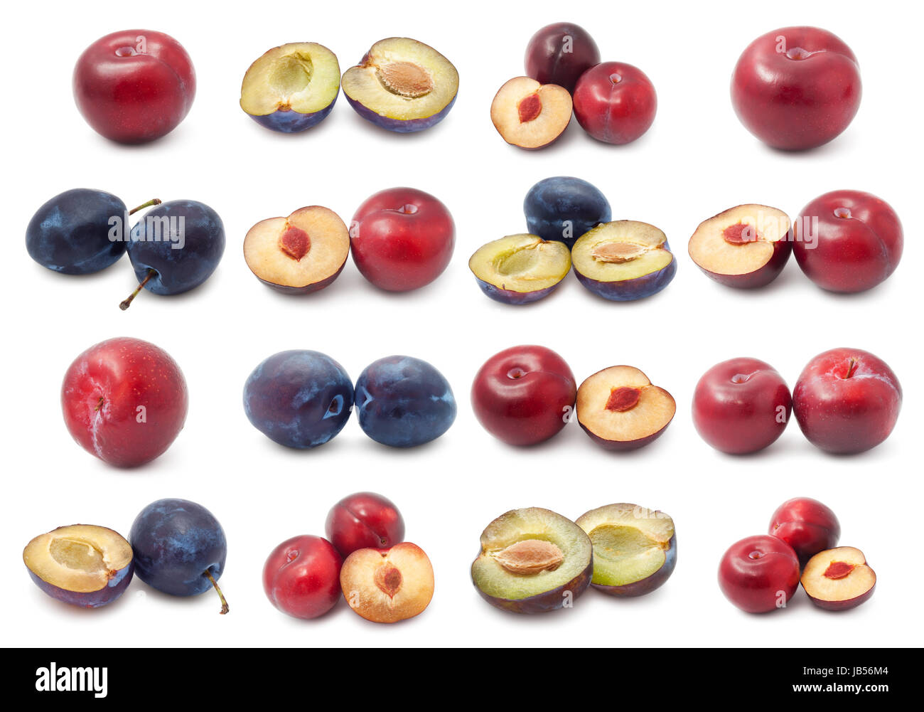 Collection of fresh tasty plums isolated on white background Stock ...
