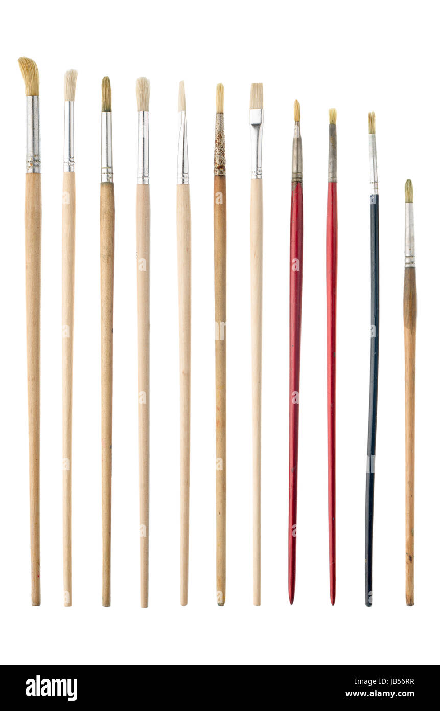 Different used art brushes isolated on white background Stock Photo - Alamy