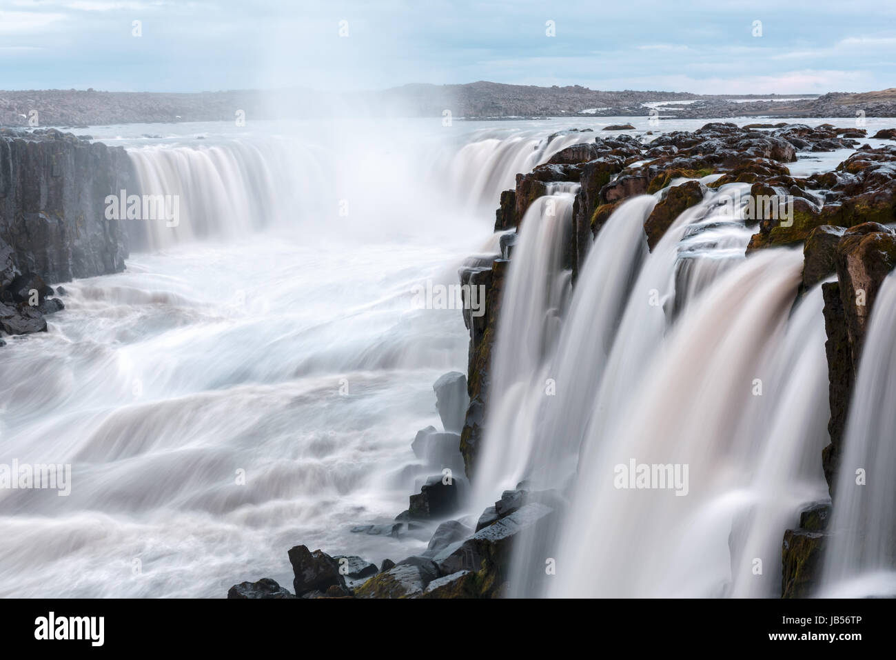 Famous Selfoss waterfall, Jokulsargljufur National Park, Iceland. View ...