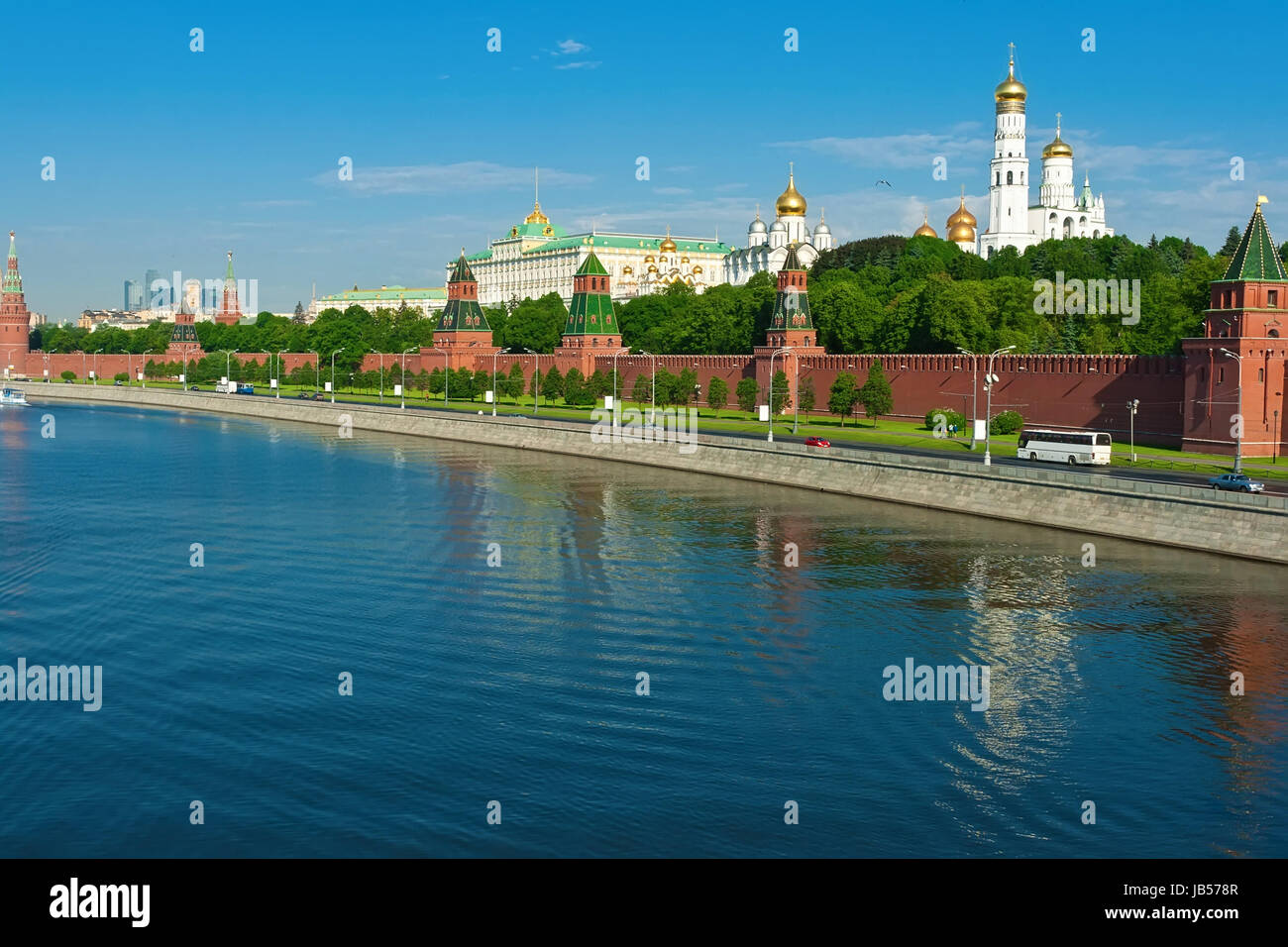Beautiful view of Moscow Kremlin and Moskva river, Russia Stock Photo ...