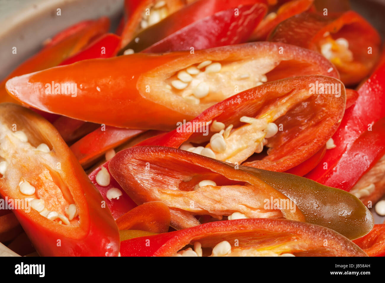 Red chilli sliced Stock Photo - Alamy
