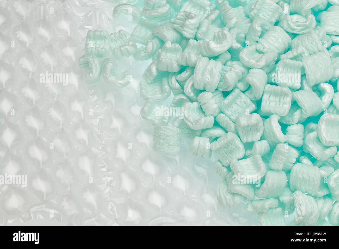 Polystyrene and bubble wrap for packing filler and cushioning Stock ...