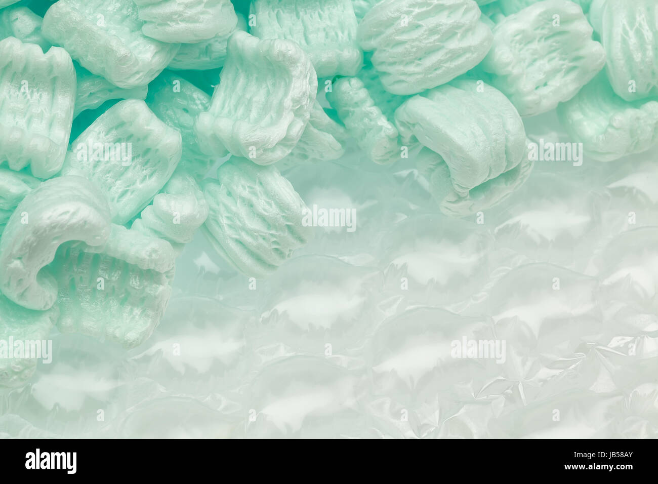 Polystyrene and bubble wrap for packing filler and cushioning Stock ...