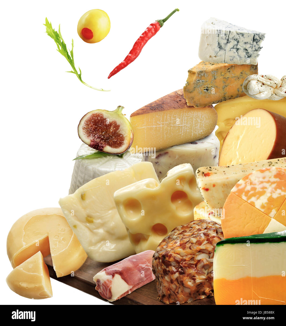 Cheese Collection On White Background Stock Photo - Alamy