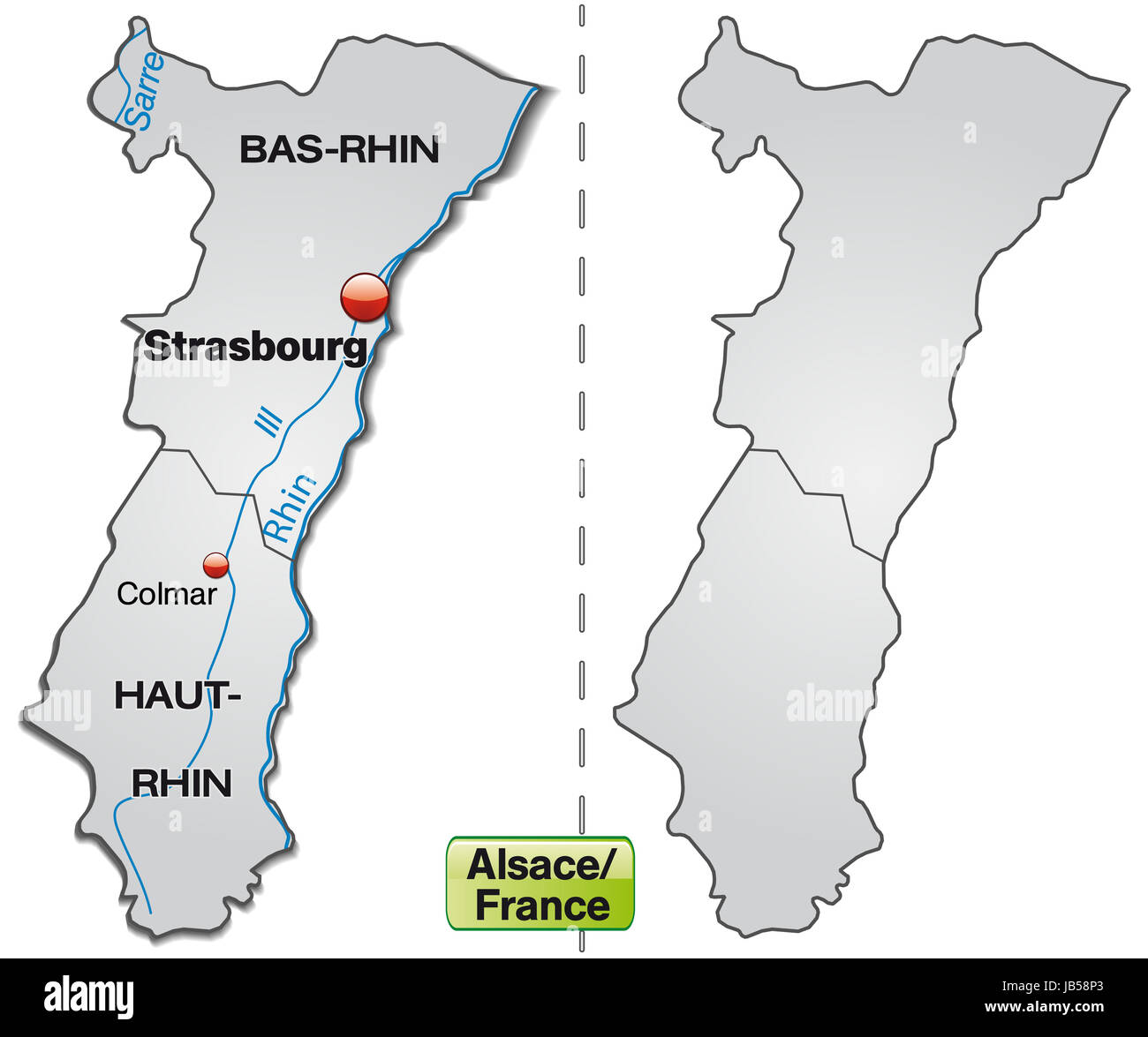 Elsass in Frankreich als Inselkarte (das dagestellte Gebiet ist ...