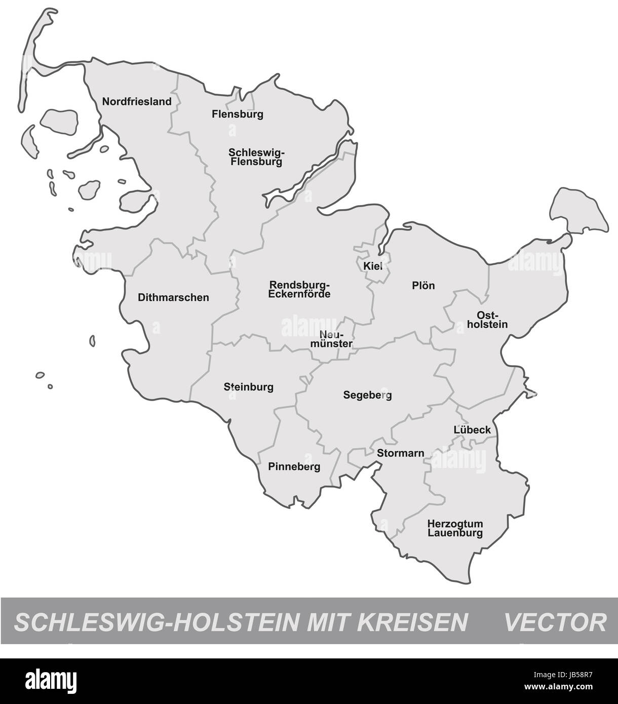 Schleswig-Holstein in Deutschland als Inselkarte mit Grenzen in Grau ...