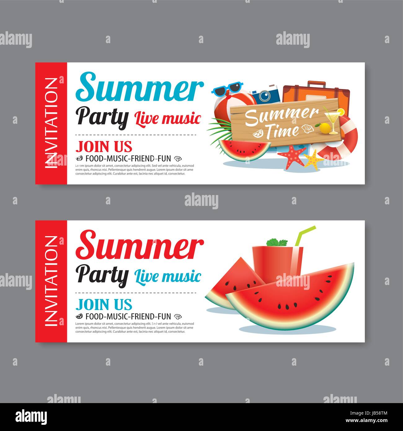 summer pool party invitation ticket template background Stock Vector ...