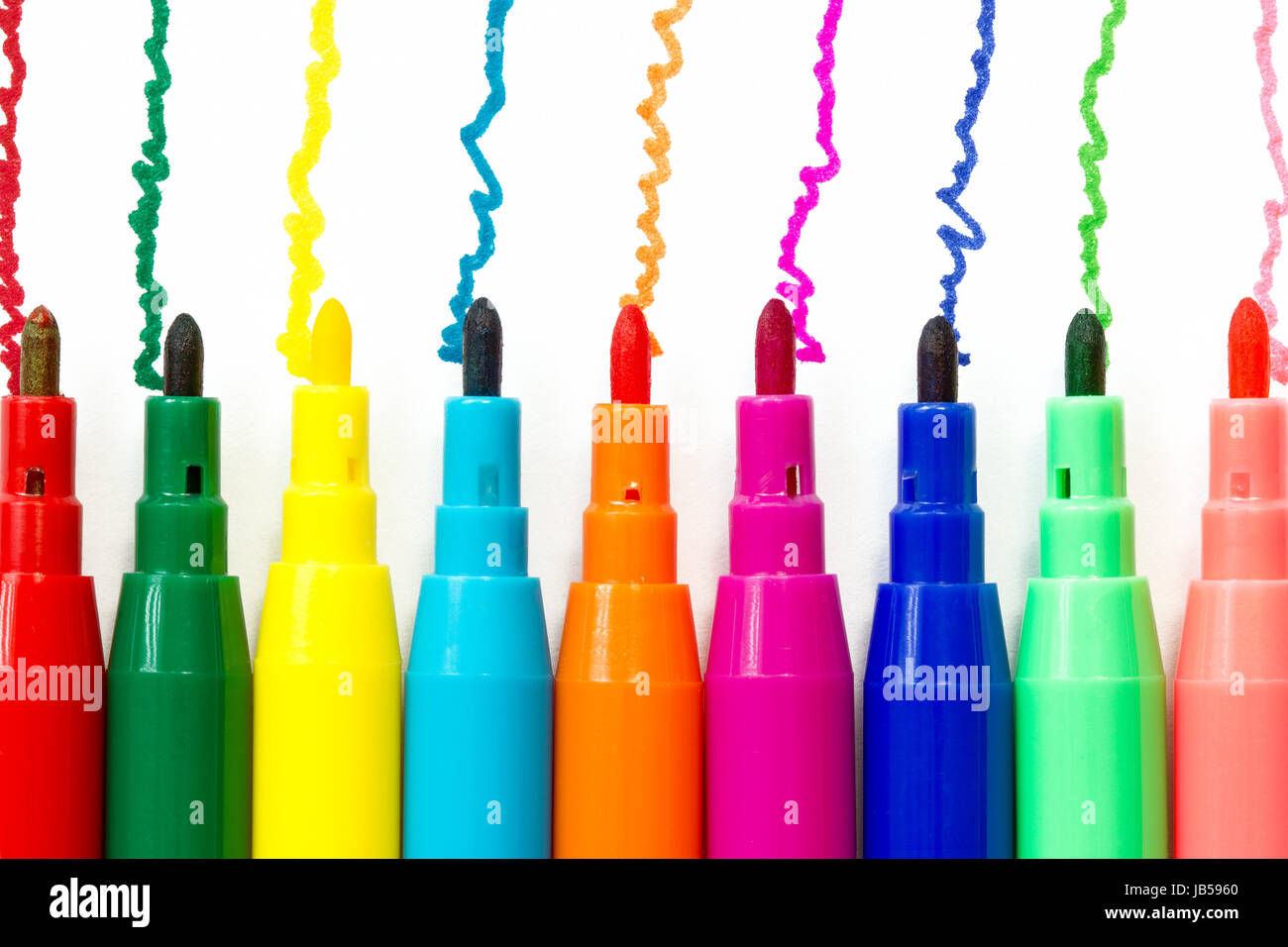 Various color felt-tip pens isolated on white background Stock Photo ...
