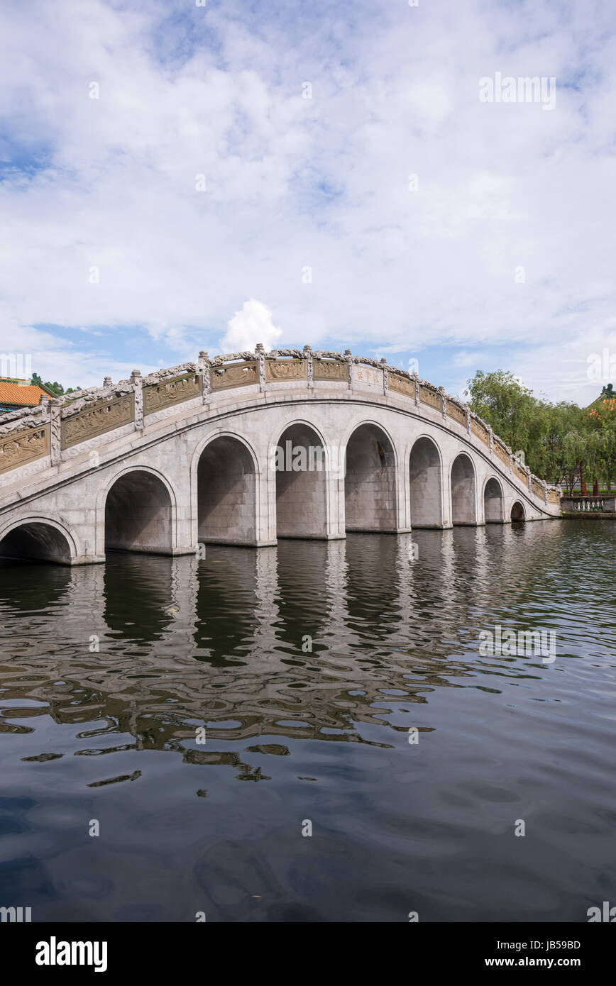 Chinese garden architecture, stone arch bridge Stock Photo - Alamy