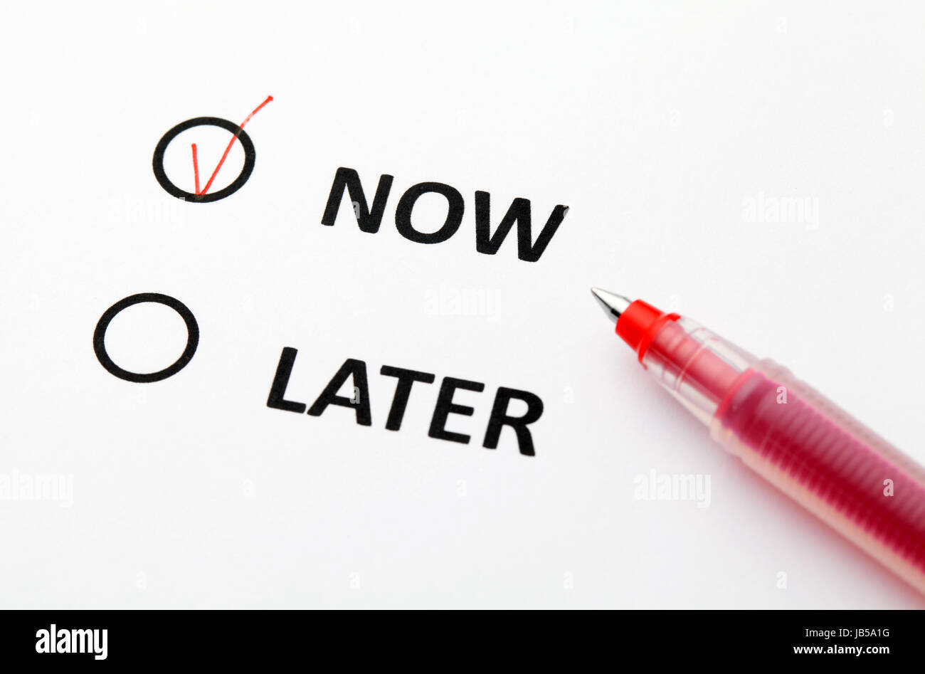 Checkbox for now and later Stock Photo - Alamy