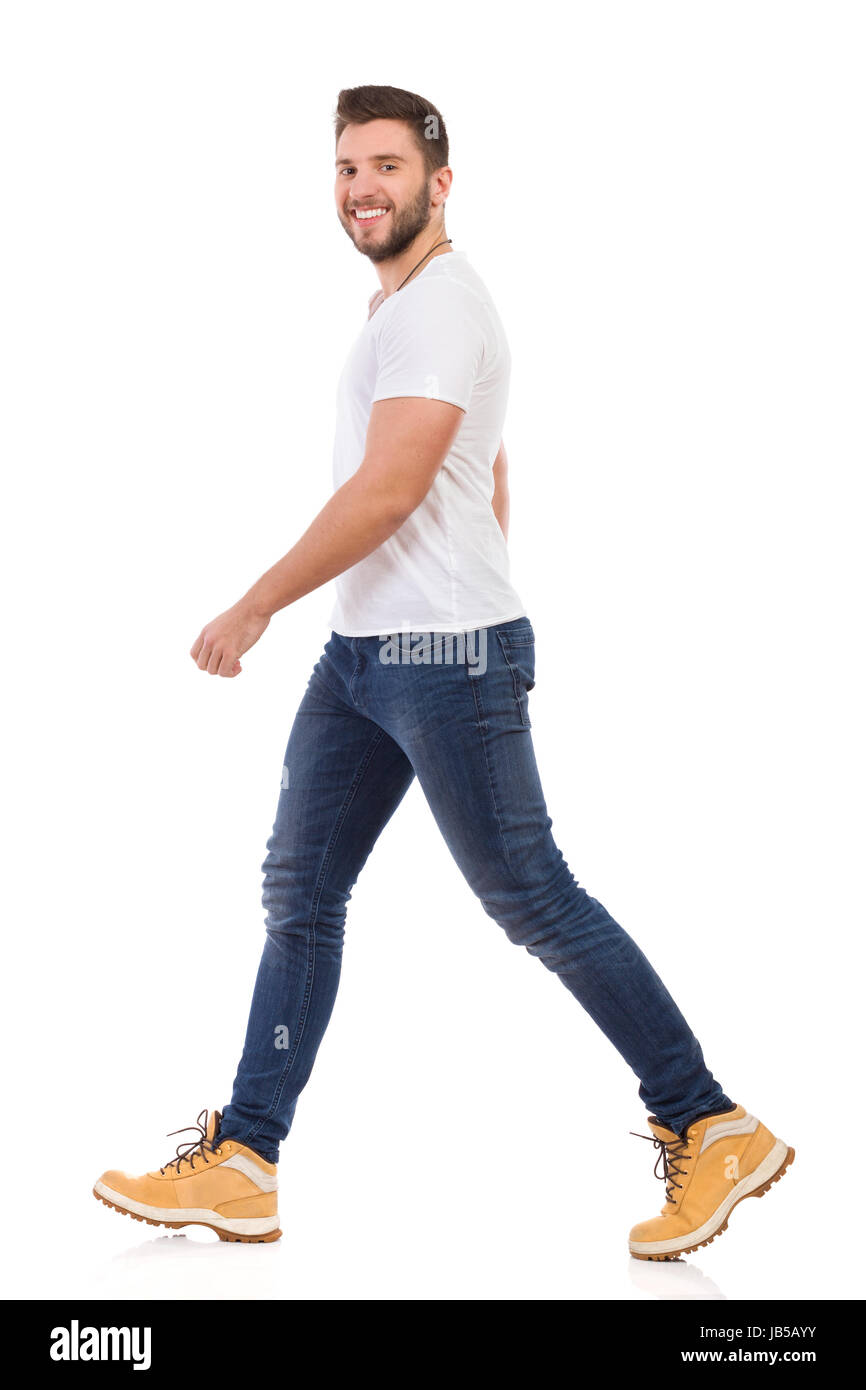 Man walking side view Cut Out Stock Images & Pictures - Alamy