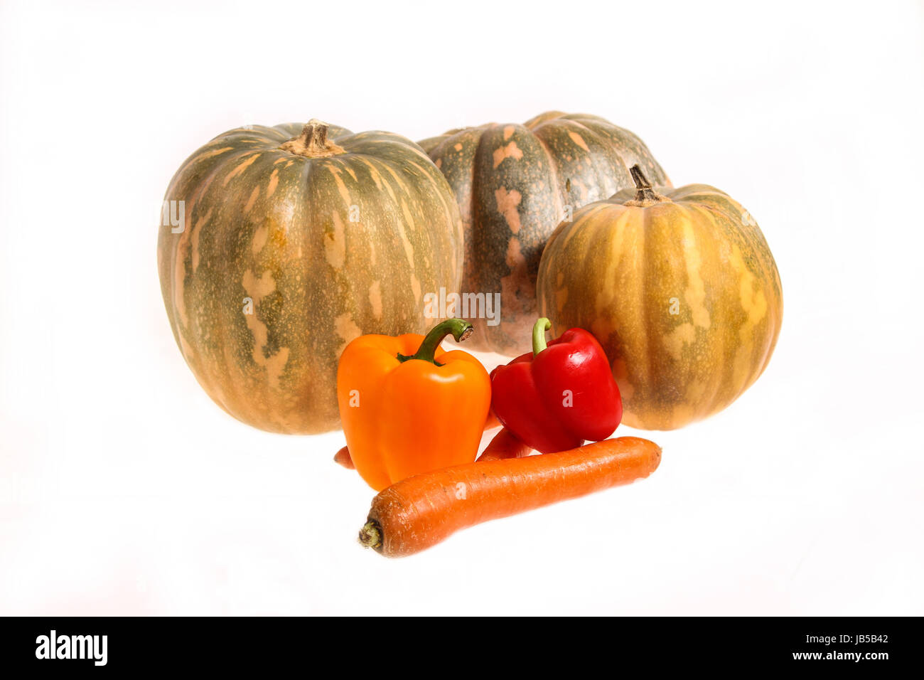 Pumpkins and other vegetables on a white background, isolated Stock ...