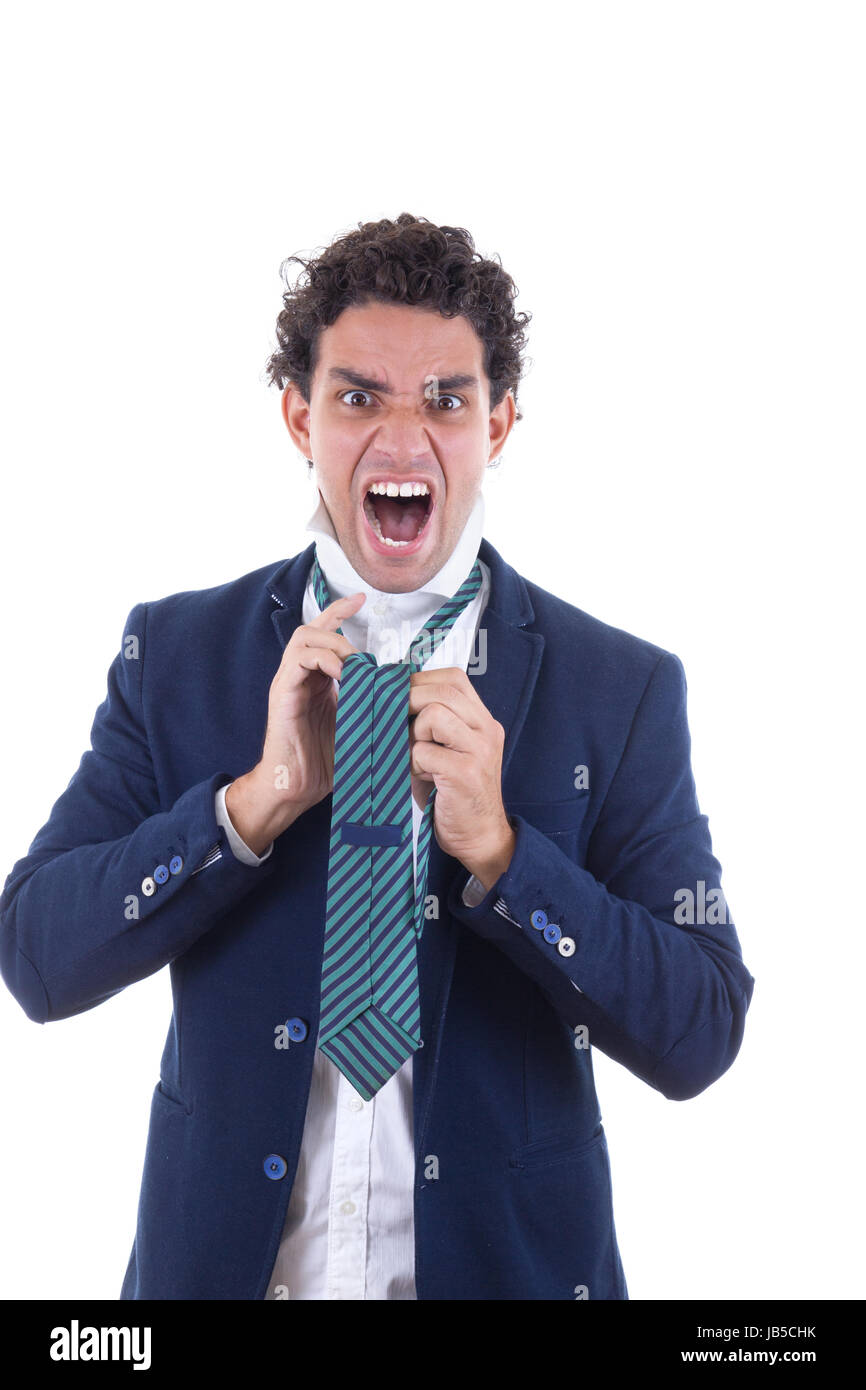 angry adult man in suit with expression tied tie Stock Photo - Alamy