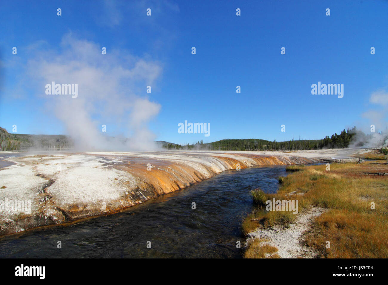 Firehole River in the Biscuit Basin Geyser Basin in Yellowstone ...