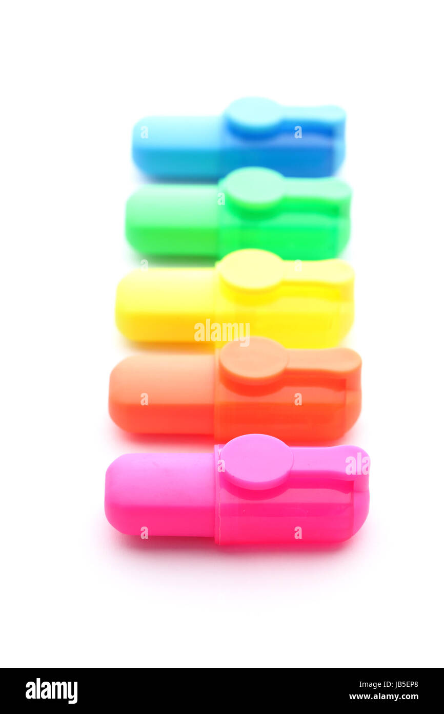 Row of colourful highlighter Stock Photo - Alamy