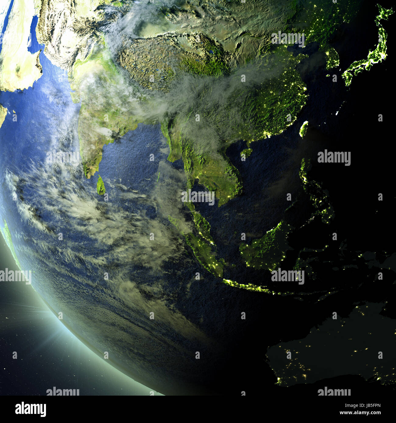 Southeast Asia from Earth's orbit in space. 3D illustration with ...