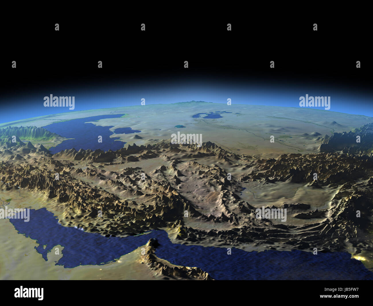 Early morning above Iran and Pakistan region from Earth's orbit in ...
