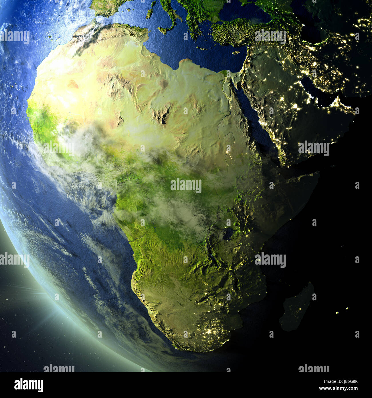 Africa from Earth's orbit in space. 3D illustration with detailed ...