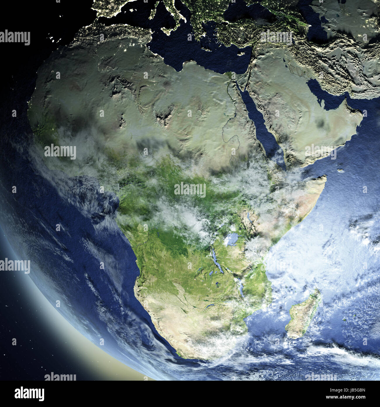 Africa from Earth's orbit in space. 3D illustration with detailed ...